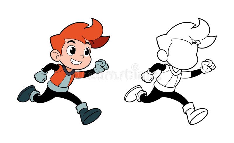 Cartoon Boy Running Action Hero, Vector Illustration Stock Vector ...