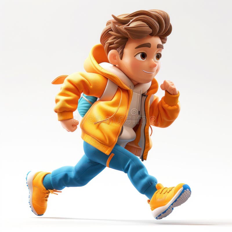 Cartoon Boy Running with Backpack. Generative Ai Stock Illustration ...