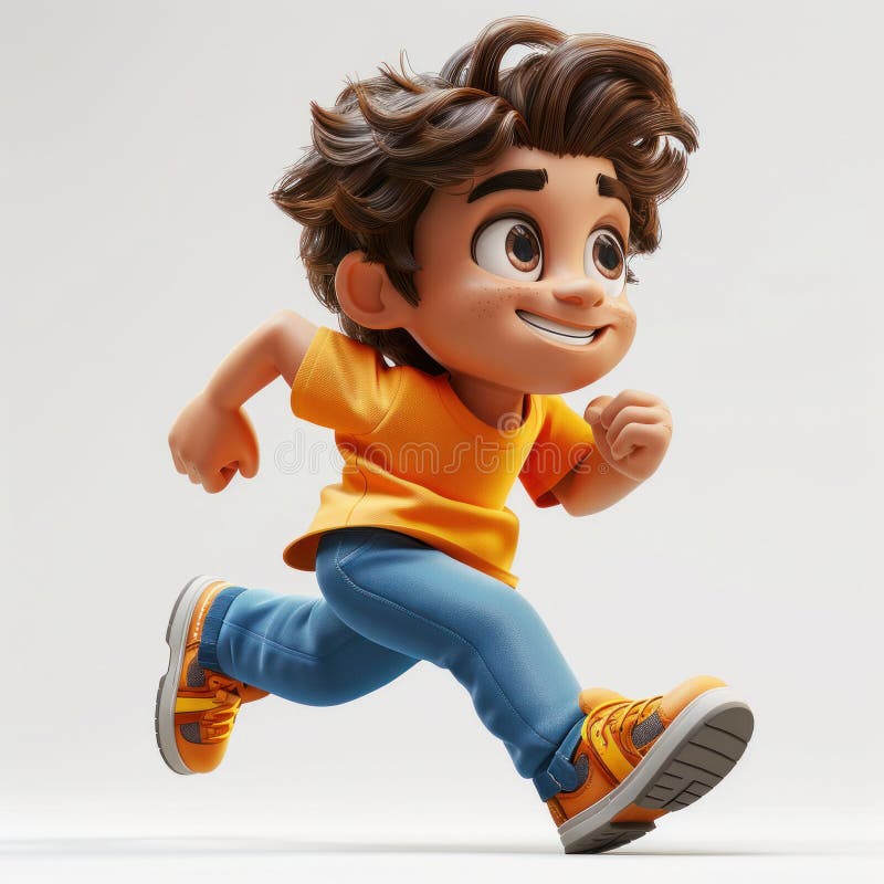 Cartoon Boy Running with Backpack. Generative Ai Stock Illustration ...