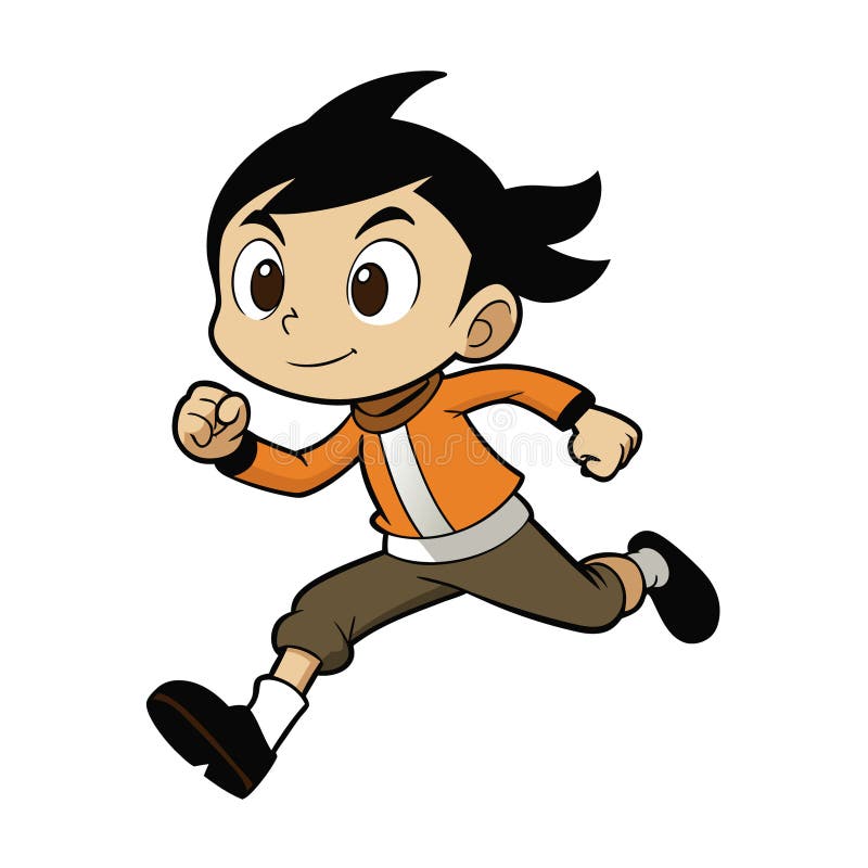 Cartoon Boy Running: Cute Character in Motion Stock Image ...