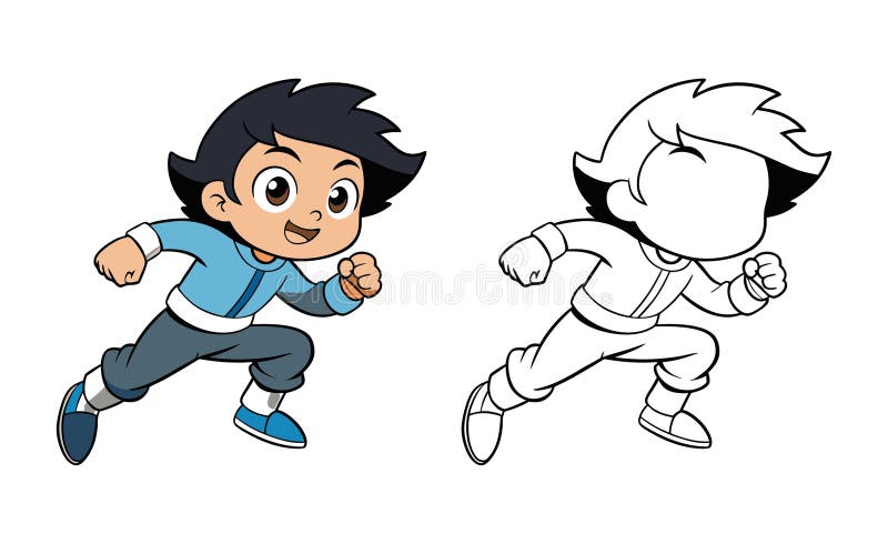 Cartoon Boy Running Fast, Vector Illustration, Active Stock Vector ...