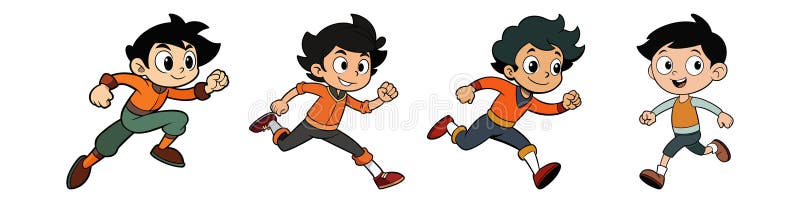 Cartoon Boy Running Illustration Set Vector Design Stock Vector ...