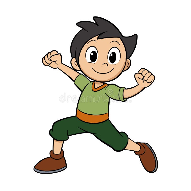 Cartoon Boy Running or Jumping with Happy Expression Stock Photo ...