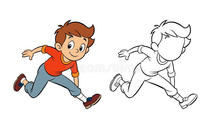 Cartoon Boy Running or Jumping with Joyful Expression Stock Vector ...