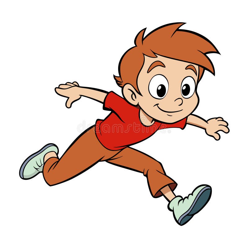 Cartoon Boy Running, Playing, or Jumping Illustration Stock Photo ...