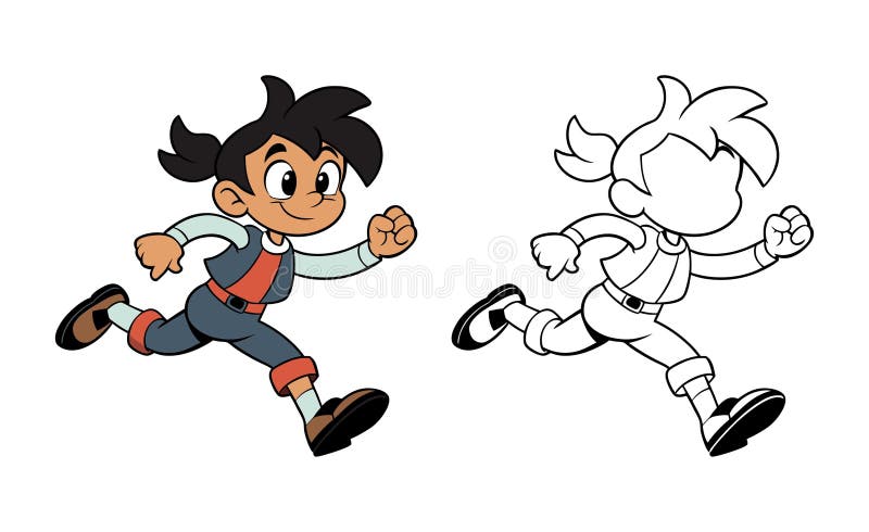 Cartoon Boy Running with a Smile on His Face Stock Vector ...