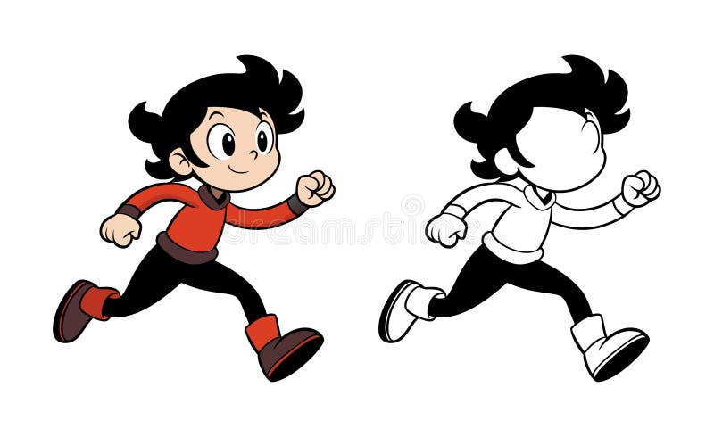 Cartoon Boy Running, Smiling, and Excited Character Illustration Stock ...