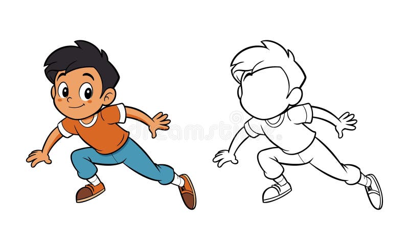 Cartoon Boy Running Vector Illustration Character Design Stock Vector ...