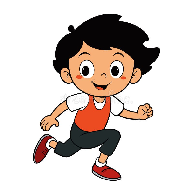 Cartoon Boy Running, Vector Illustration, Happy Child Stock Image ...