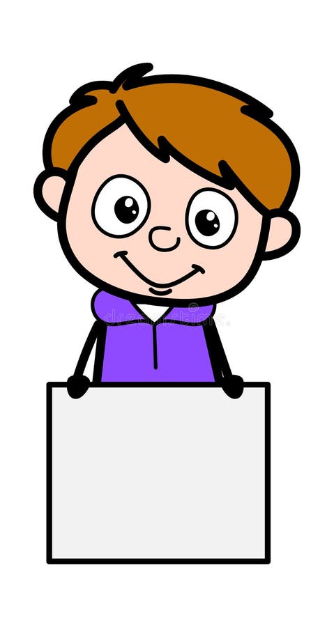 Cartoon Boy Showing Blank Board Stock Illustration - Illustration of ...