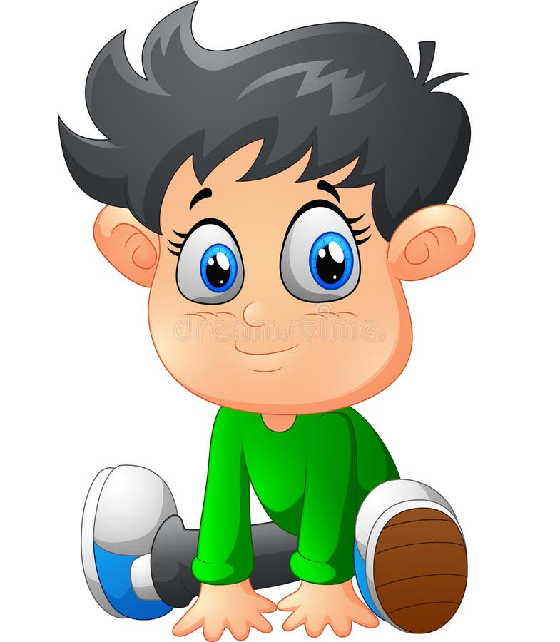 Cartoon boy sitting stock vector. Illustration of small - 61836384