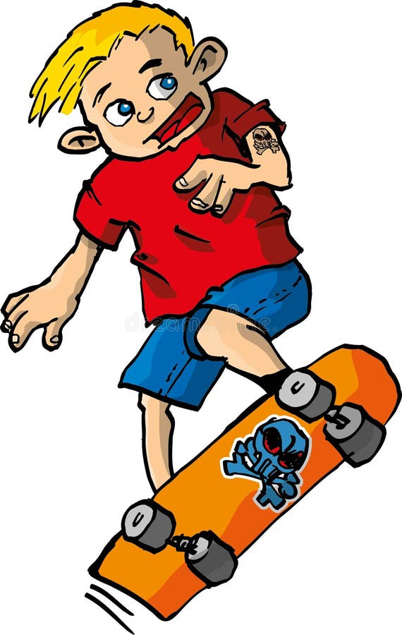 Cartoon of Boy on a Skateboard Stock Vector - Illustration of isolated ...