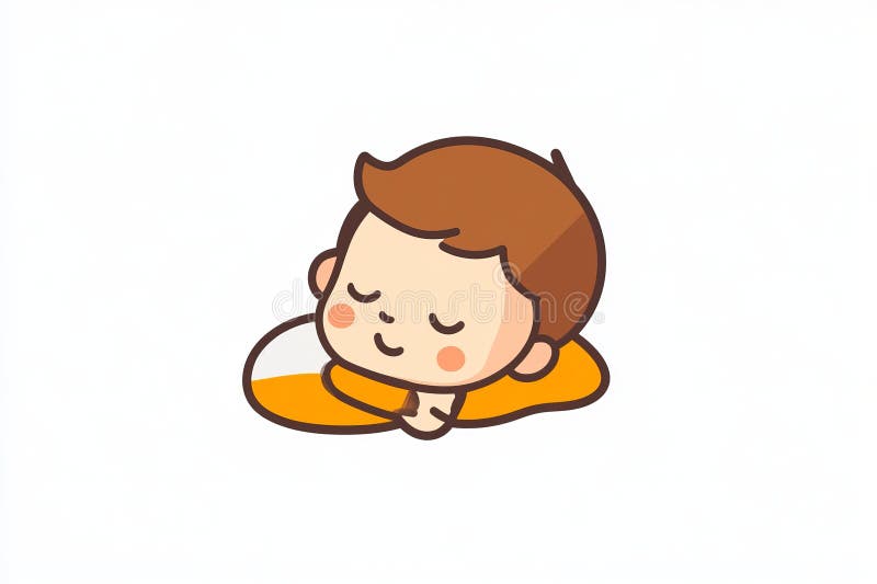A Cartoon Boy is Sleeping on a Pillow Stock Illustration - Illustration ...