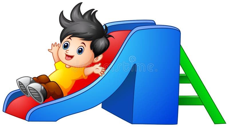 Cartoon boy sliding down stock vector. Illustration of love - 96912739