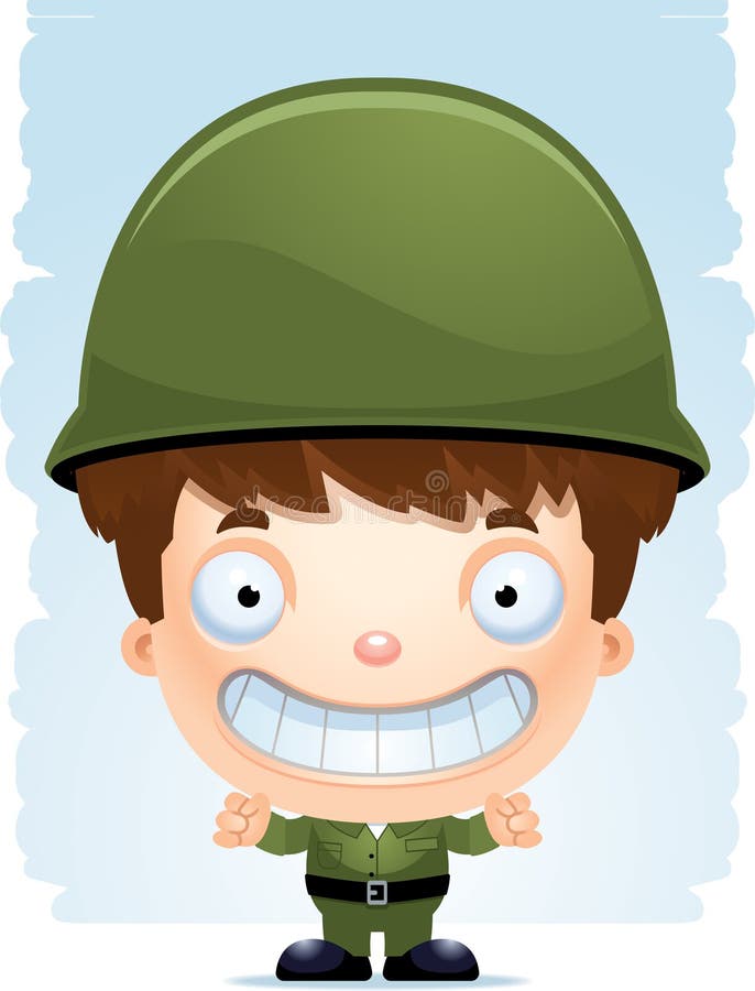 Cartoon Boy Soldier Smiling Stock Vector - Illustration of kids, army ...