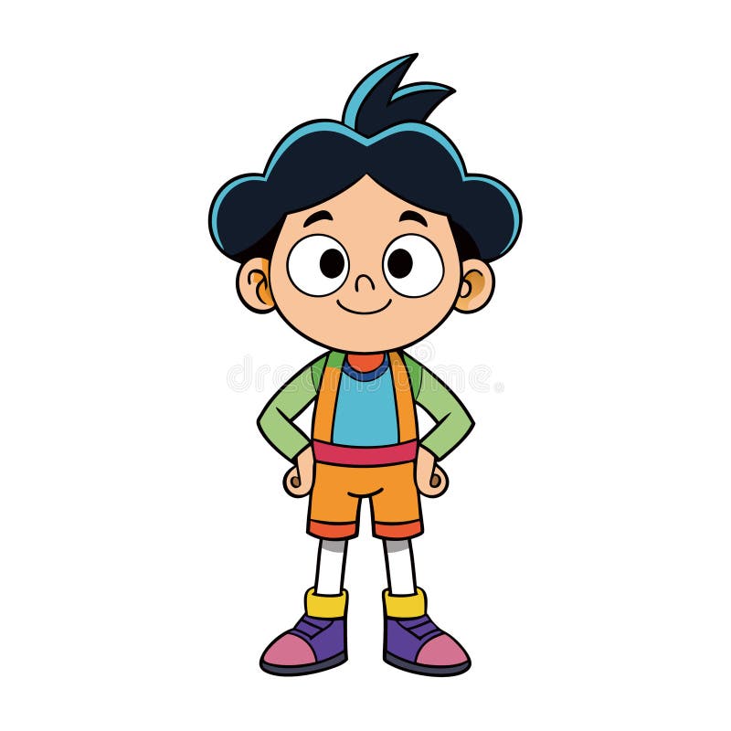 Cartoon Boy Standing with Hands on His Hips Stock Illustration ...