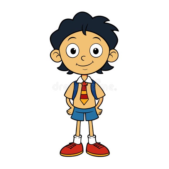 Cartoon Boy Student with Backpack Ready for School Stock Illustration ...
