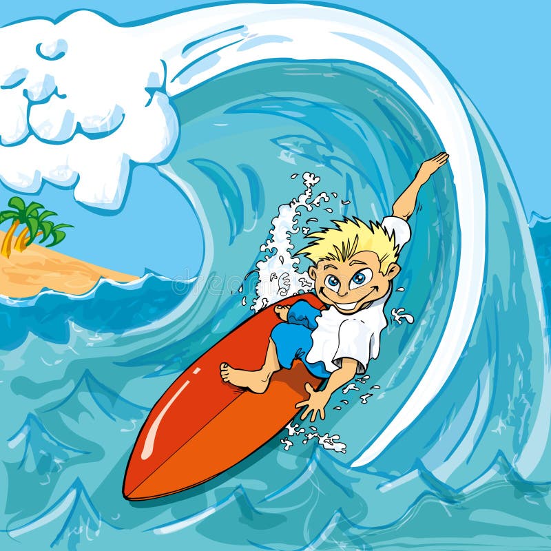 Cartoon boy surfing stock vector. Image of clip, surfboard - 21218588