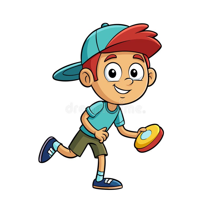 Cartoon Boy about To Throw a Ring, Active, Playful, and Happy Stock ...