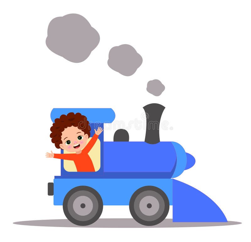 A Cartoon of a Boy on a Train that Says Train Stock Vector ...