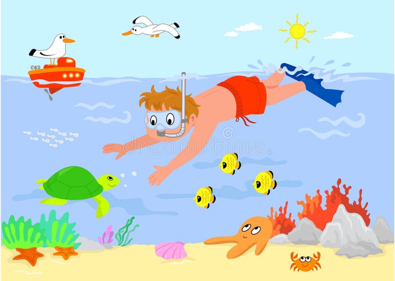 Cartoon Boy Underwater Stock Illustrations – 4,867 Cartoon Boy ...