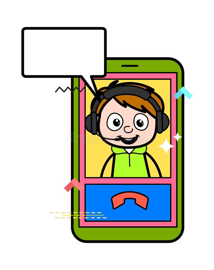 Cartoon Boy Video Calling on Mobile Stock Illustration - Illustration ...
