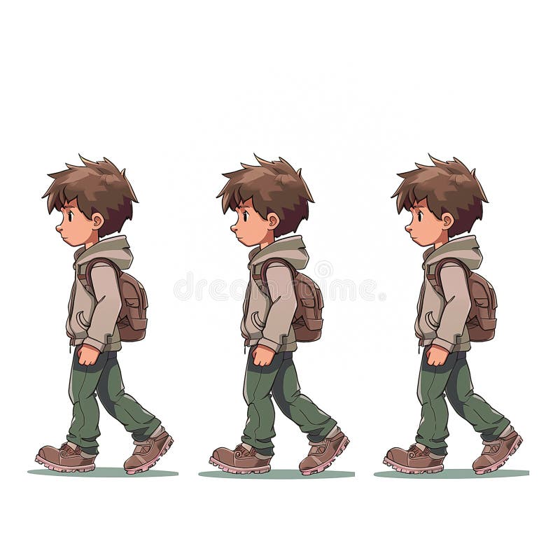 Cartoon Boy Walking Animation Spritesheet, Side View Stock Illustration ...