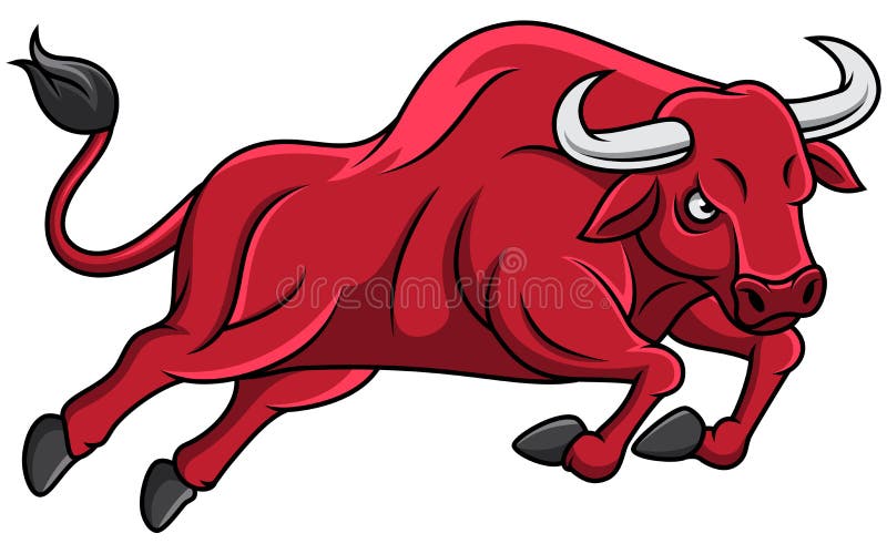Cartoon Boze Rode Stier Loopt Vector Illustratie - Illustration of nave ...