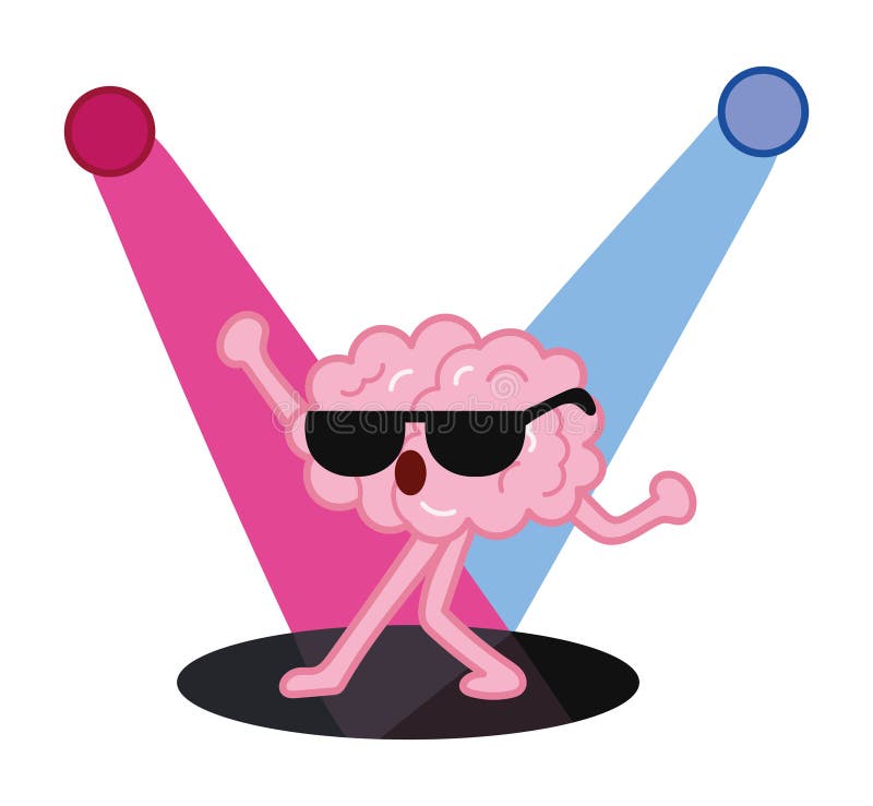 Cartoon brain dancing stock vector. Illustration of thinker - 296305909