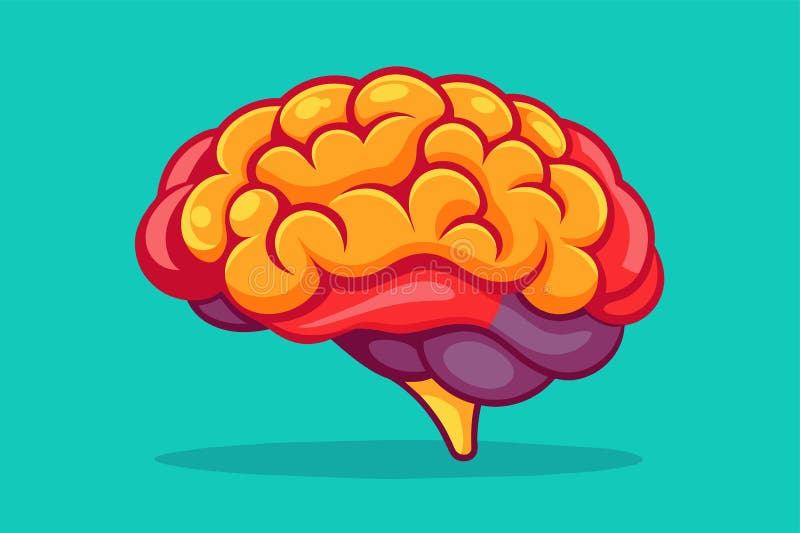 A Cartoon of a Brain Displayed on a Blue Background, Brain Sides ...