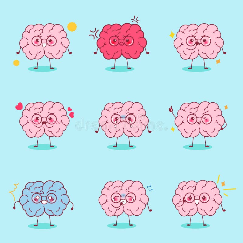 Cartoon Brain Do Different Emotion Stock Vector - Illustration of ...
