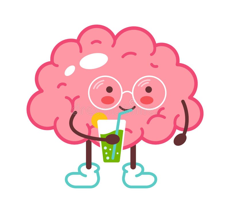 Cartoon Brain Drinks a Cocktail Stock Vector - Illustration of ...