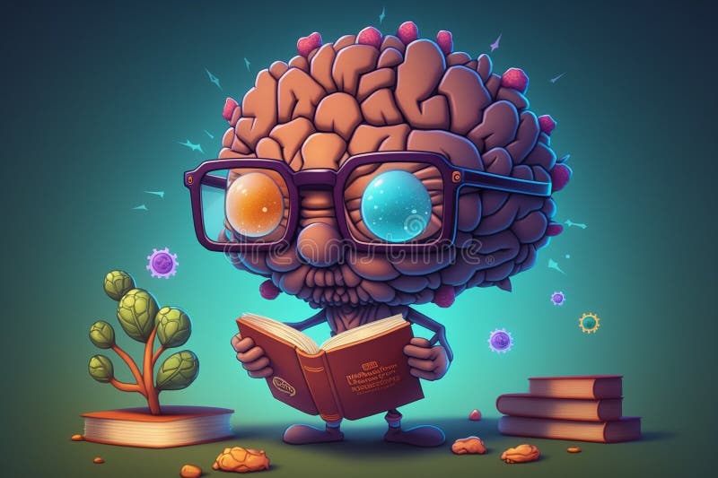 Cartoon Brain with Eyes. the Brain Receives Knowledge. Stock ...