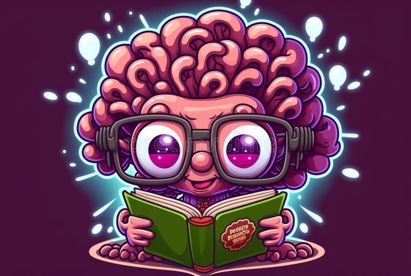 Cartoon Brain with Eyes. the Brain Receives Knowledge. Stock ...