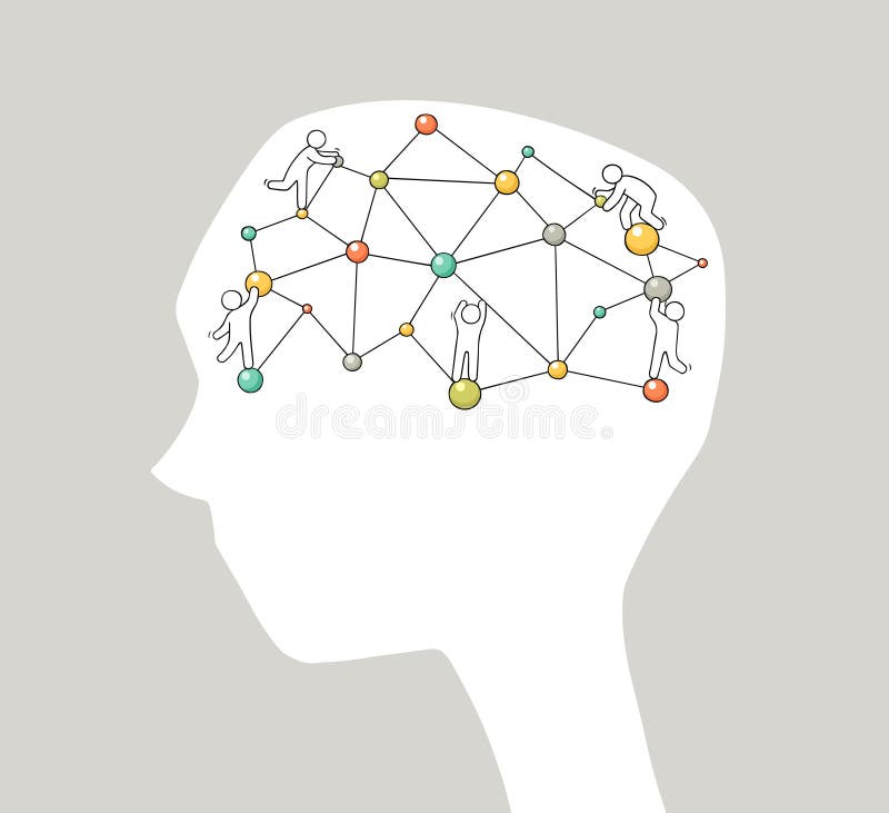 Cartoon Brain Functions with Little People Stock Vector - Illustration ...