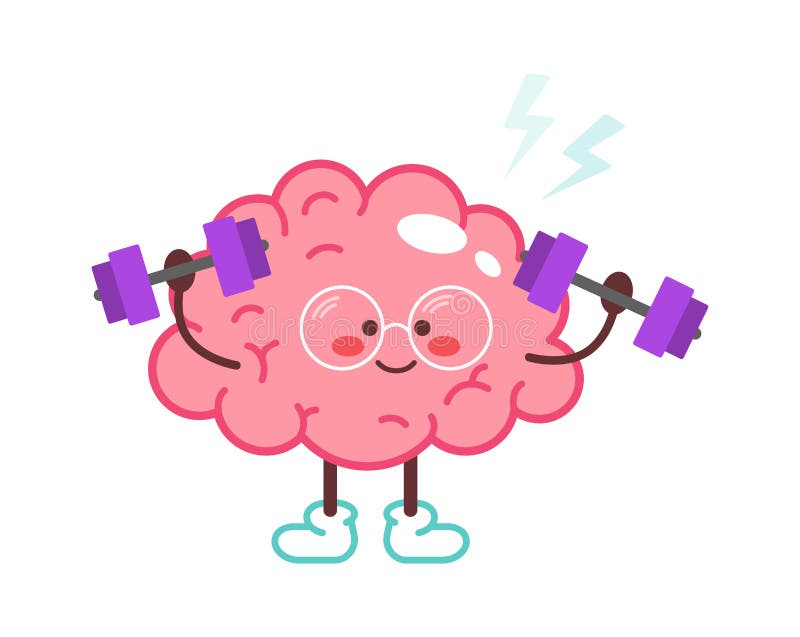 Cartoon brain in the gym stock vector. Illustration of healthy - 263262173