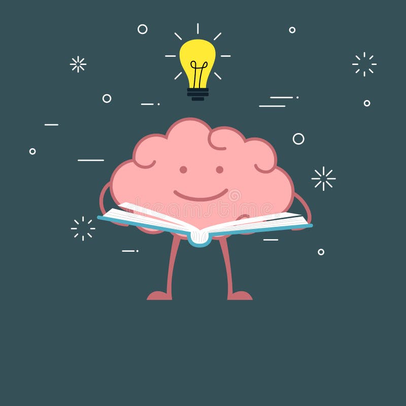 Cartoon Brain Reading a Book Stock Vector - Illustration of smart ...