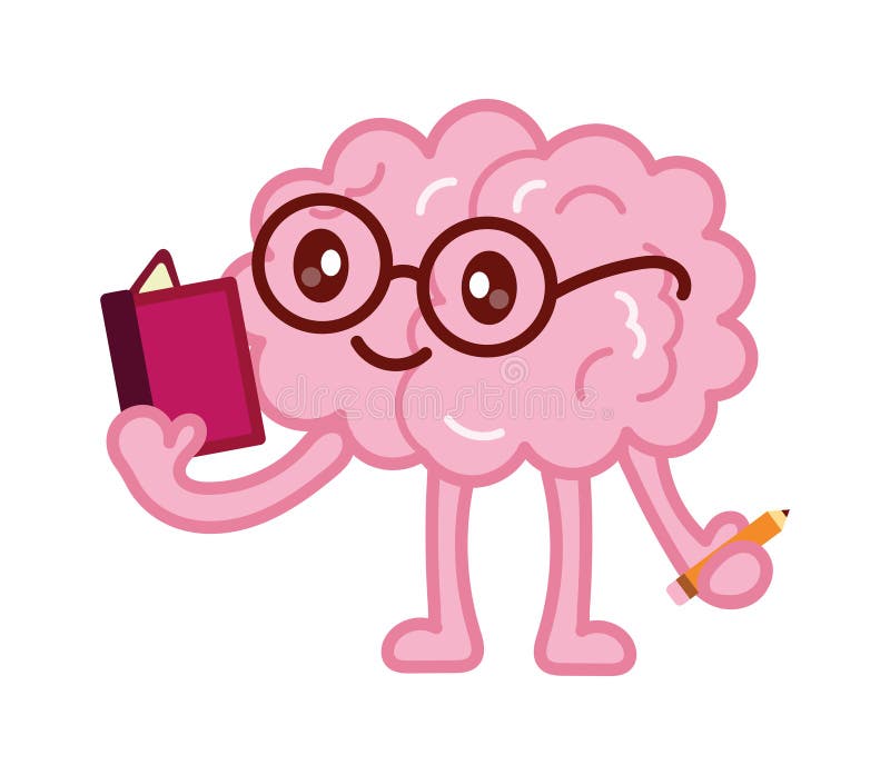 Cartoon brain reading stock illustration. Illustration of funny - 296306036