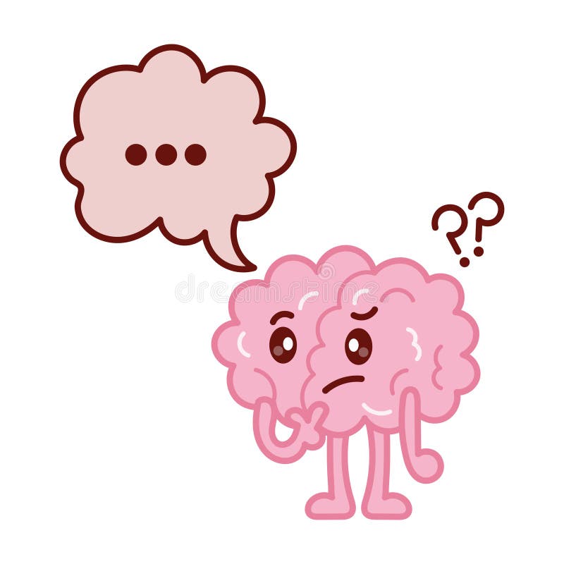 Cartoon brain thinking stock vector. Illustration of isolated - 296305982
