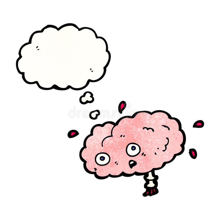 Cartoon Brain with Thought Bubble Stock Vector - Illustration of ...
