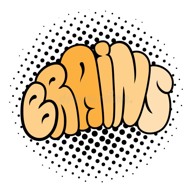 Cartoon brain typography stock vector. Illustration of success - 47577397