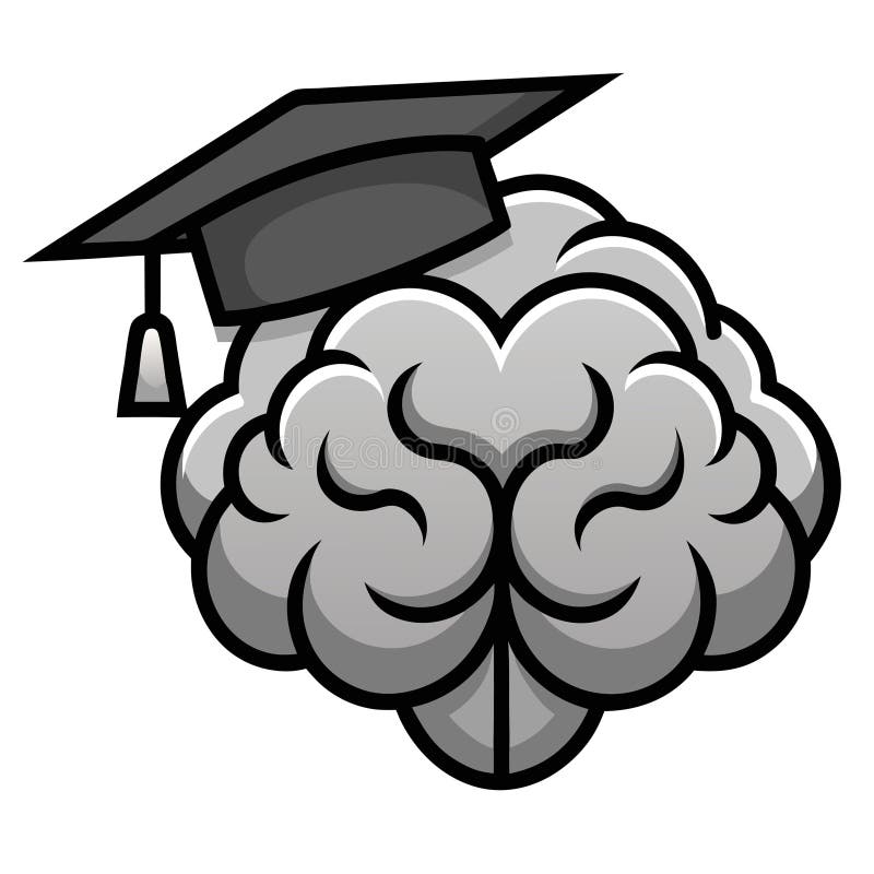 Intelligent Education: Brain with Graduation Cap Symbolizing Knowledge ...