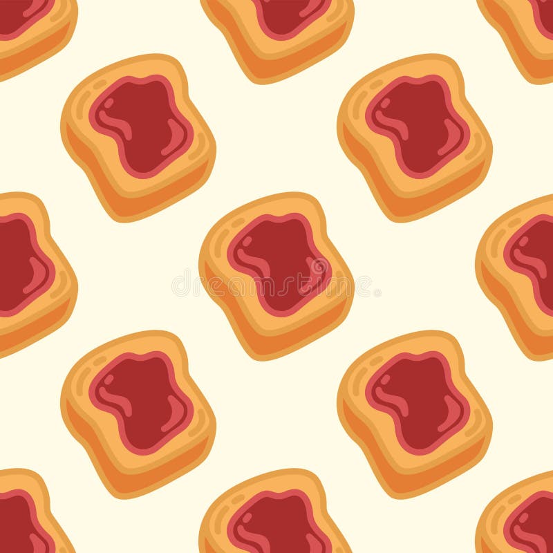 Cartoon Bread with Jam Vector Seamless Pattern Stock Vector - Illustration of vector, icon ...