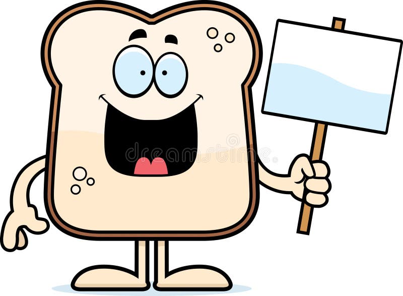 Cartoon Slice of Bread Holding a Sign Stock Vector - Illustration of ...