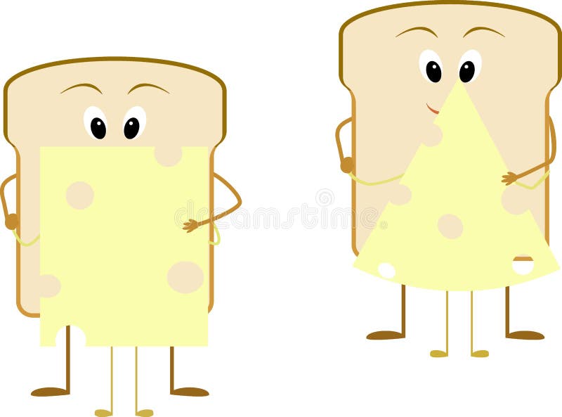 Cartoon Breakfast, Bread and Cheese Stock Vector - Illustration of face ...