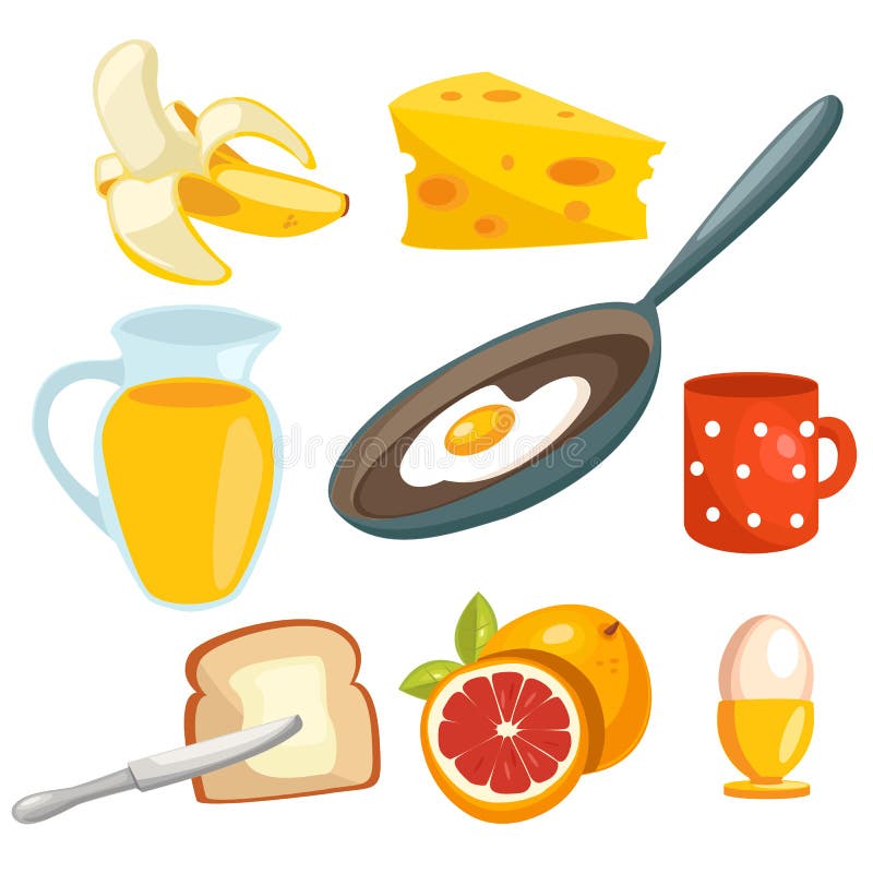 Cartoon Breakfast Collection Stock Vector - Illustration of butter ...