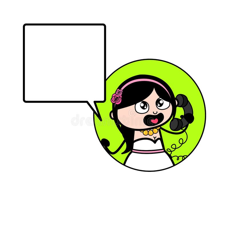 Cartoon Bride Calling on Cell Phone Stock Illustration - Illustration ...