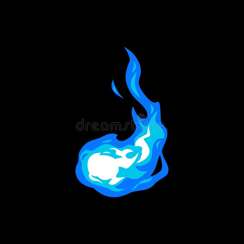 Blue Fire Flame Flat Cartoon Stock Vector - Illustration of artwork ...
