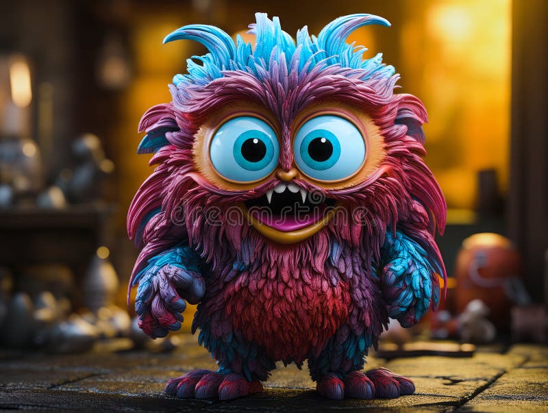 Cartoon Bright Color Cute Monster. AI Generated Stock Illustration ...