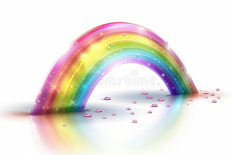 Cartoon Bright Rainbow on White Background Stock Photo - Image of ...